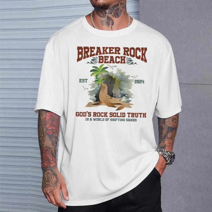 God's Rock Solid Beach Vbs 2024 Retro Breaker Rock Beach T-Shirt | Mazezy