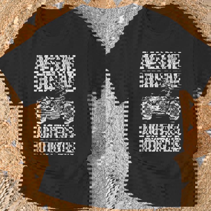 Awesome Dads Have Daughters And Motorcycle Father's Day 2024 T-Shirt | Mazezy