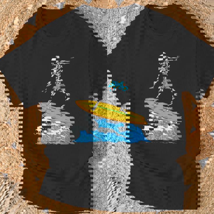 Cool Surfing Skeleton Surfer Surfboard Lovers T-Shirt | Mazezy