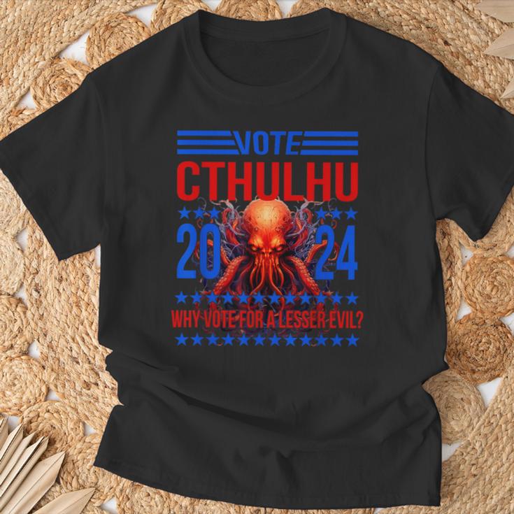 Cthulhu For President 2024 Why Vote For A Lesser Evil T-Shirt - Seseable