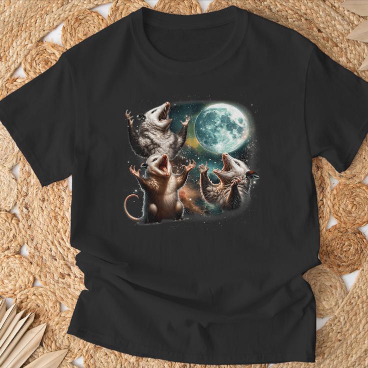 Three Opossum Moon 3 Possum Full Weird Magic Meme T-Shirt | Mazezy