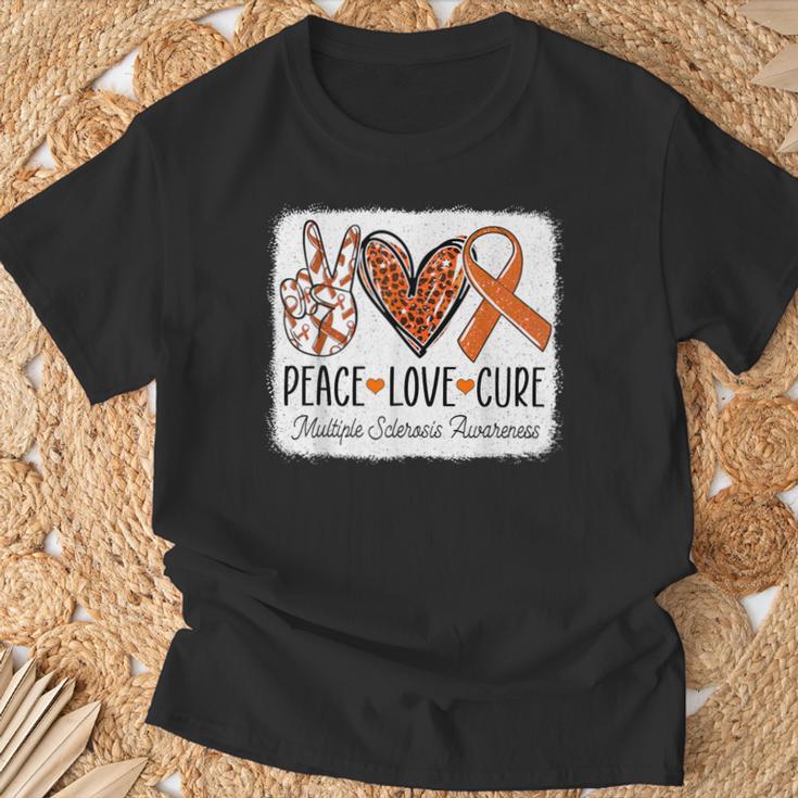 Peace Love Cure Ms Warrior Multiple Sclerosis Awareness T-Shirt | Mazezy