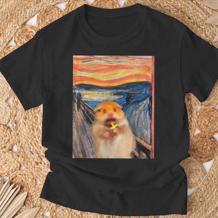 Scared Hamster Meme Holding Sacred Cross The Scream Painting T-Shirt ...