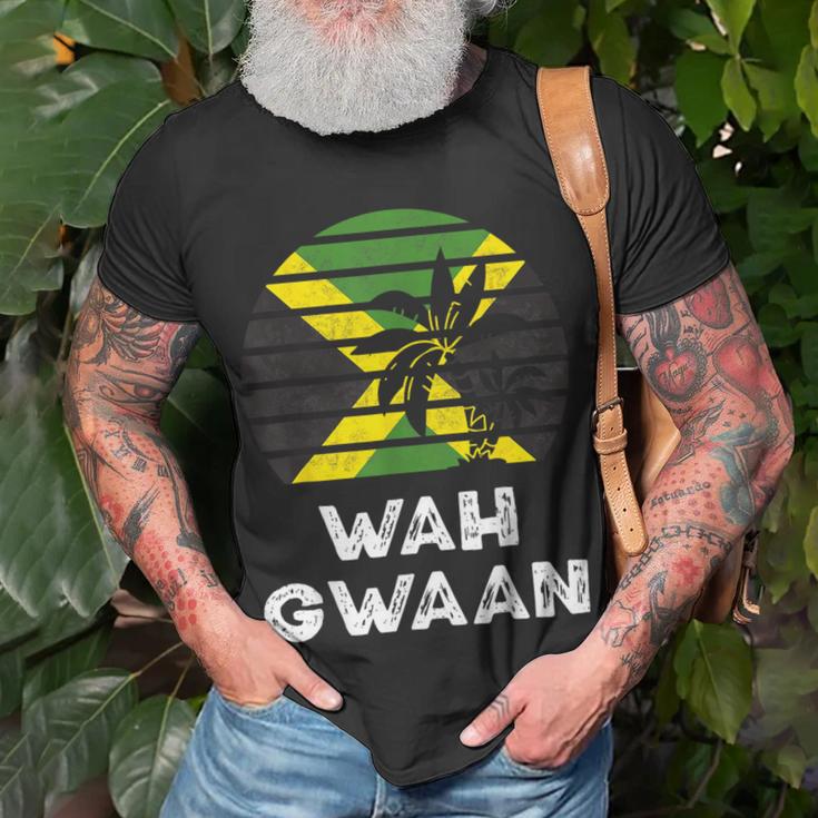 Wah Gwaan Jamaica Saying Jamaican Flag Jamaican T-Shirt - Seseable