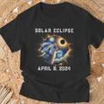 Wolf Fans Totality Solar Eclipse 2024 Wolf Howling Eclipse T-Shirt | Mazezy